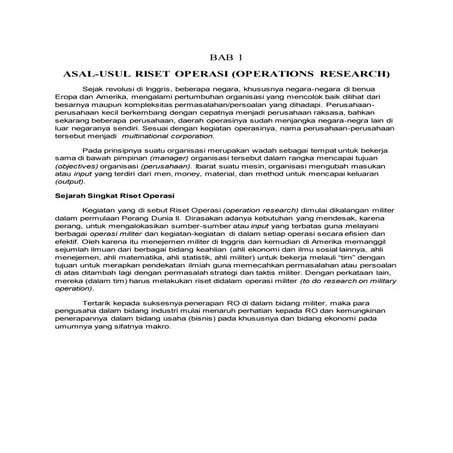 Tugas Rangkuman UAS Riset Operasi (Operation Research) | DOCX