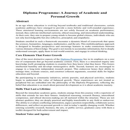 Diploma Programme: A Journey of Academic and Personal Growth | PDF