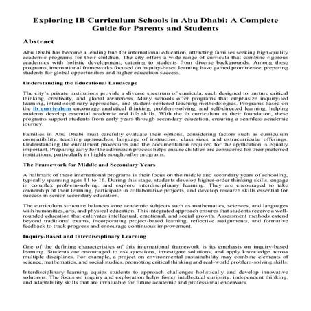 Exploring IB Curriculum Schools in Abu Dhabi: A Complete Guide for ...