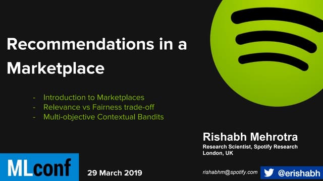 Rishabh Mehrotra Recommendations In A Marketplace Personalizing