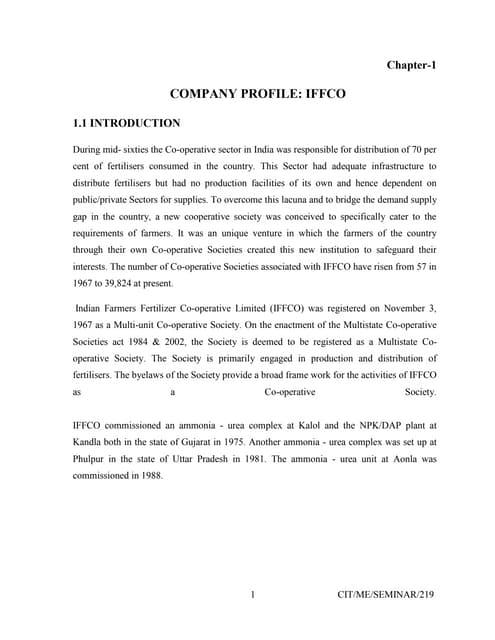 Presentation on iffco | PPTX | Agriculture | Industries