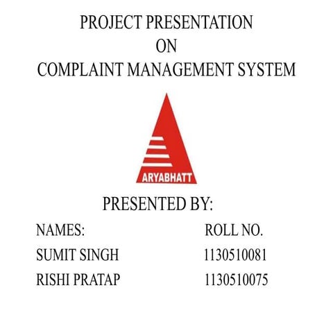 Project on PHP for Complaint management system | PPT