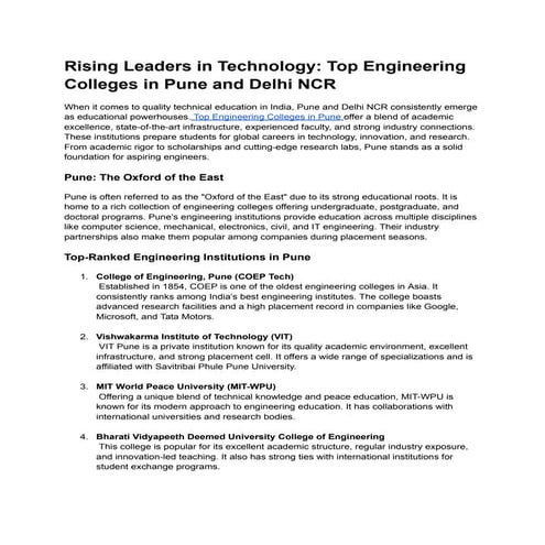 Rising Leaders in Technology_ Top Engineering Colleges in Pune and Delhi NCR.pdf