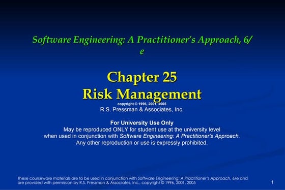 Risk management(software engineering) | PPT