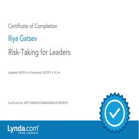 Iliya Gatev - Risk-Taking for Leaders ( Year 2017 ) | PDF