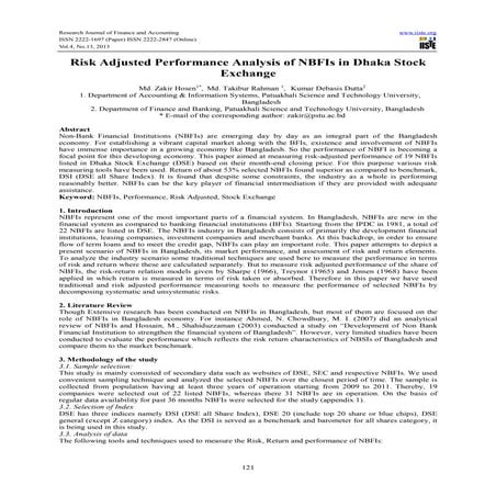 Risk adjusted performance analysis of nbf is in dhaka stock exchange | PDF