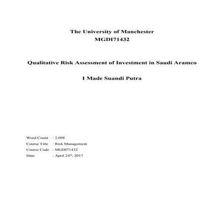 Qualitative risk analysis of Saudi Aramco IPO | PDF