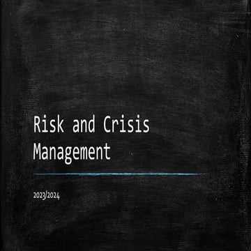 Risk and Crisis Management1 class notes. | PPT