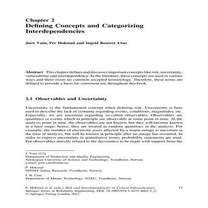 Risk and interdependencies in critical infrastructures | PDF