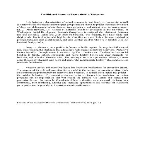 Risk And Protective Factors | PDF