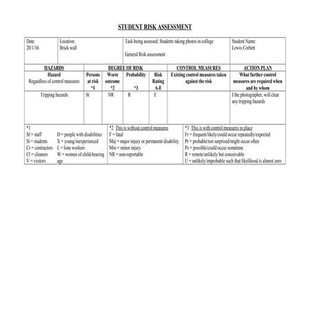 Risk assesment for brick wall | PPT
