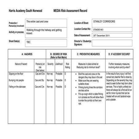 Risk assesment for stanley | DOC