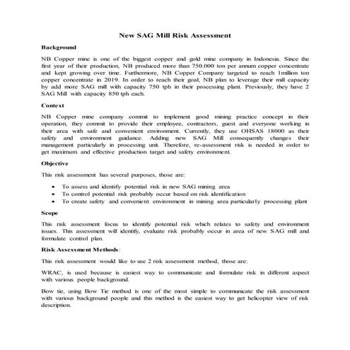 Risk assesment in sag mill | PDF