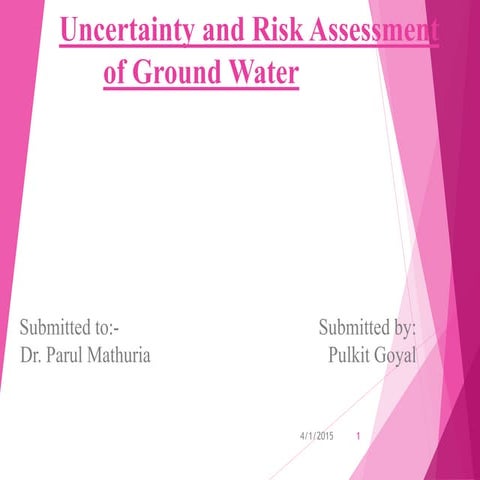 Risk assesment of ground water | PPTX