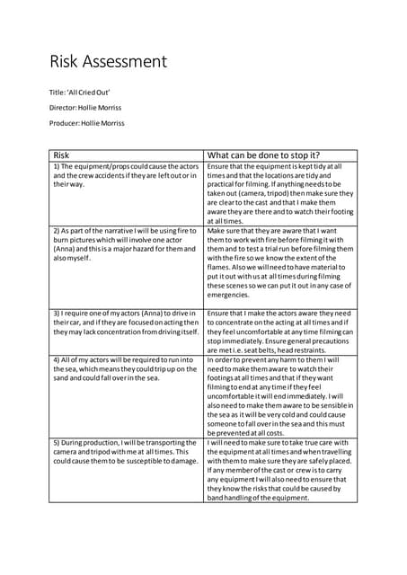 Audiovisual media- Risk assessment | PPT