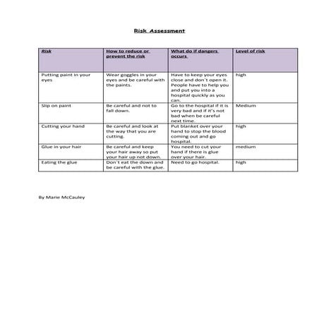 Animation risk assessment | DOC
