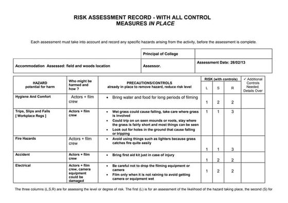 Group Risk Assessment Form | PPT