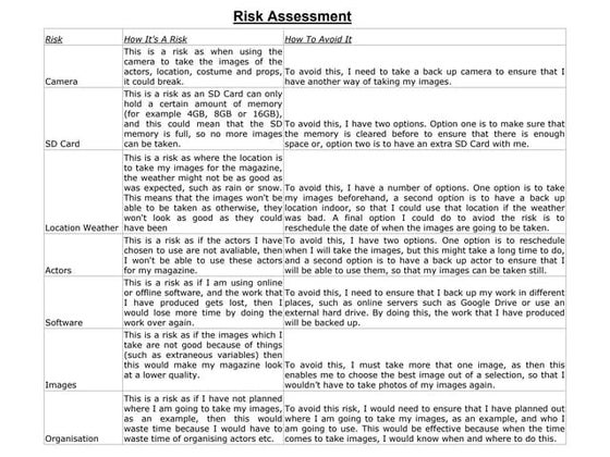 Main Task Risk assessment | PPT