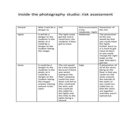 Risk Assessment for Audio Adverts | DOCX