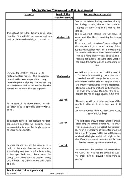 hall risk assessment | PDF