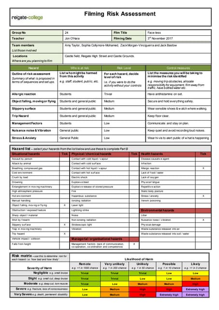 Filming risk assessment | PDF