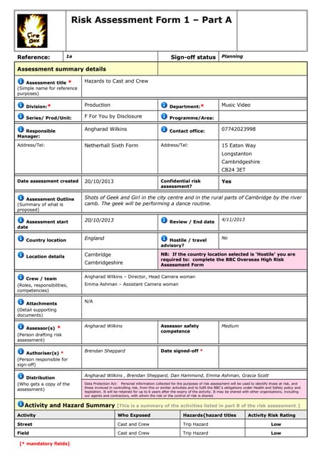Risk Assessment 1 and 2 Signed | PPT