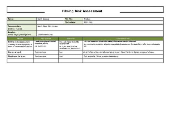 Risk assessment | DOCX | Outdoor Attractions | Attractions