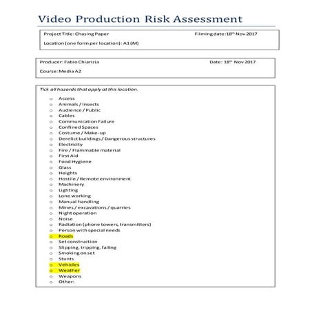 Risk assessment car | PDF