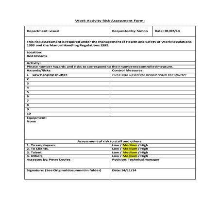 Risk assessment example 3 | DOCX