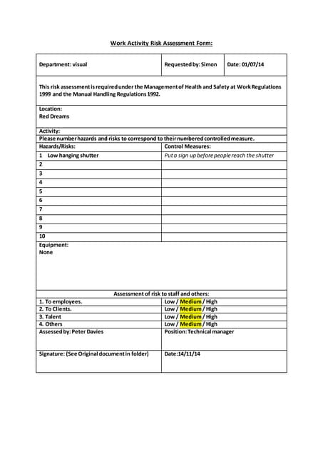 Risk assessment example 2 | PDF