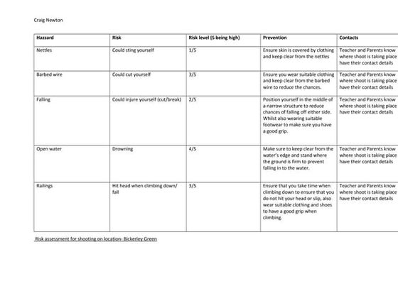 Risk assessment table | DOCX | Landscaping | Home & Garden