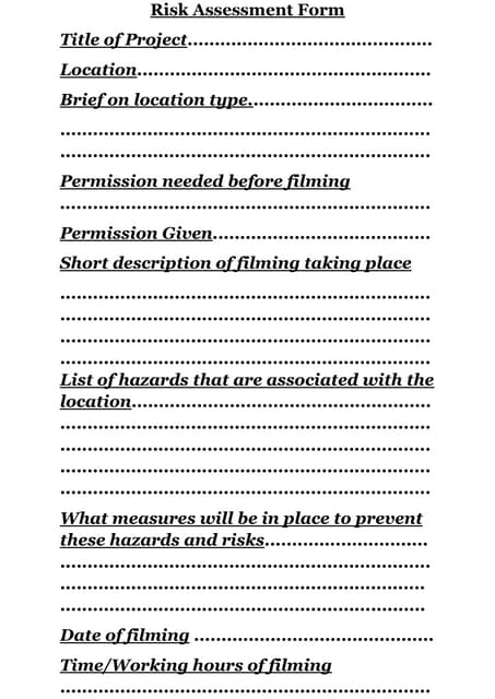 Location scouting sheet | DOCX