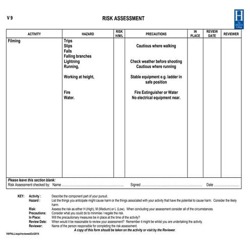 Risk Assessment Form | PPT