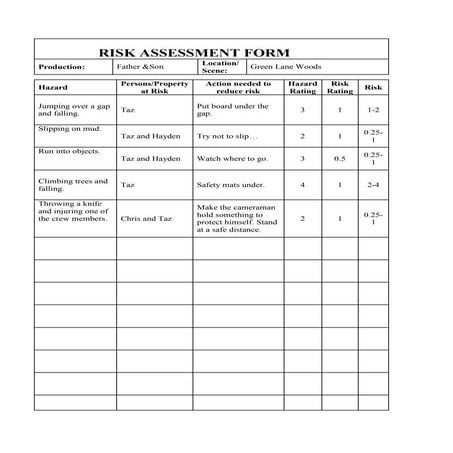 Risk assessment form | PDF