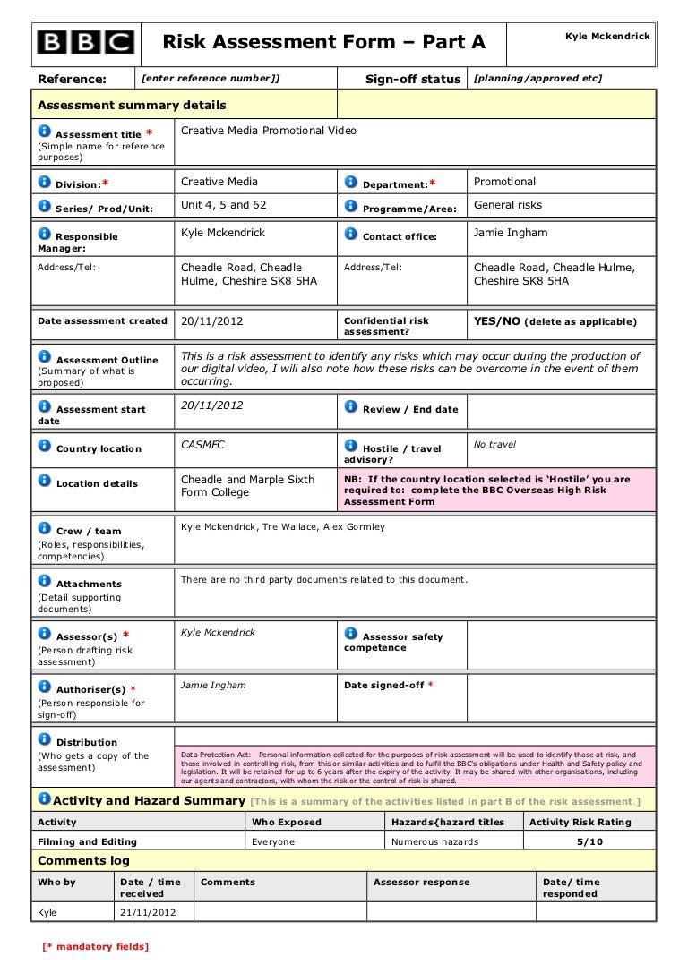Risk Assessment Form risk-assessment-form