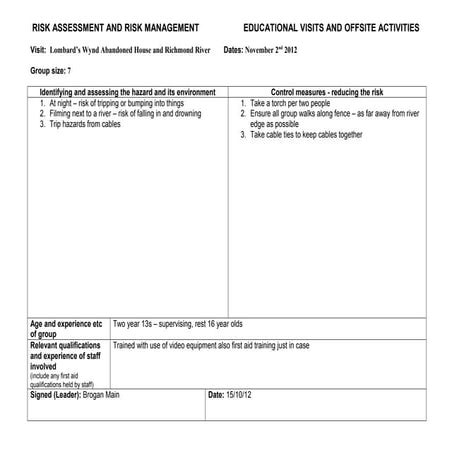 Risk+assessment+form | PPT