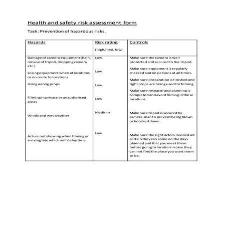 Risk assessment form | DOCX