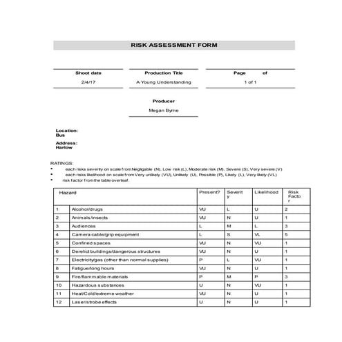 Risk assessment form - Bus | DOCX | Travel Preparation and Advice | Travel