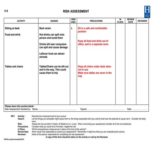 Risk assessment form - Working to a brief | PPT