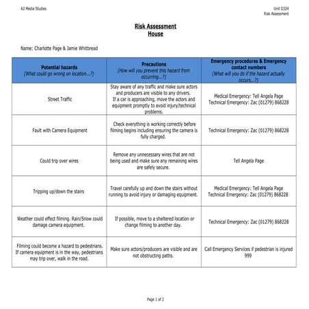 Media Risk Assessment | DOCX