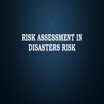 Overview of Climate and Disaster Risk Assessment and its Mainstreaming ...