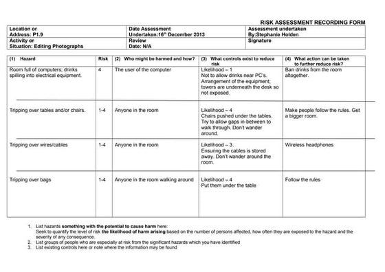 Risk assessment (astro turf) | PPT