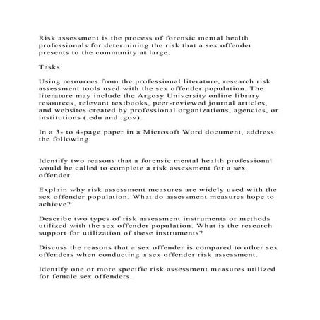 Forensic Risk Assessment The Predictive Validity Of The Saskatchewan