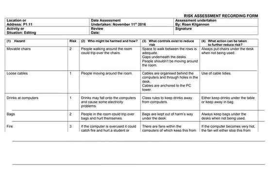Risk assessment courtyard | DOCX | Medical Health