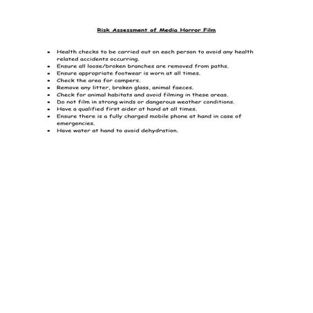 Risk assessment of media horror film | DOCX