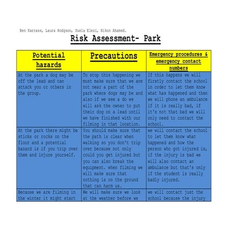 Risk assessment park | PPT