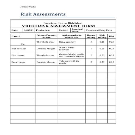 Risk assessments | DOCX