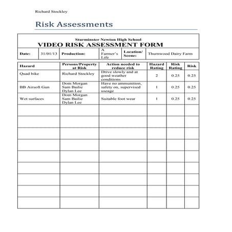 Risk assessments | DOCX