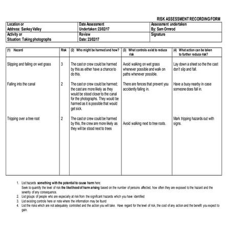 Risk assessment (astro turf) | DOC