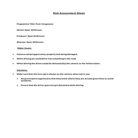 Risk assessment sheet | PDF